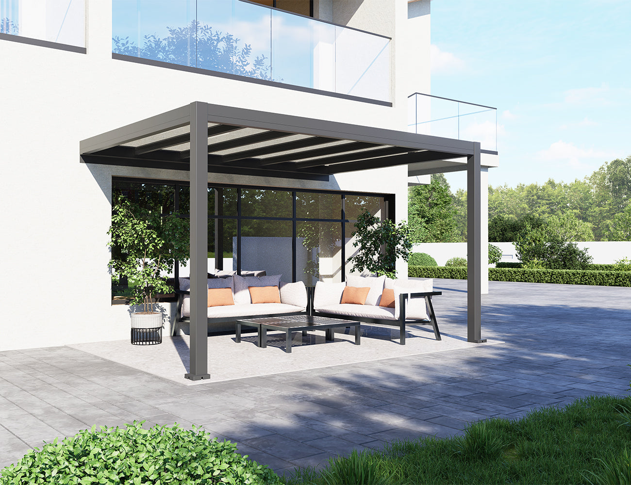Bering Wall Mounted Polycarbonate Roof Pergola - Living Culture
