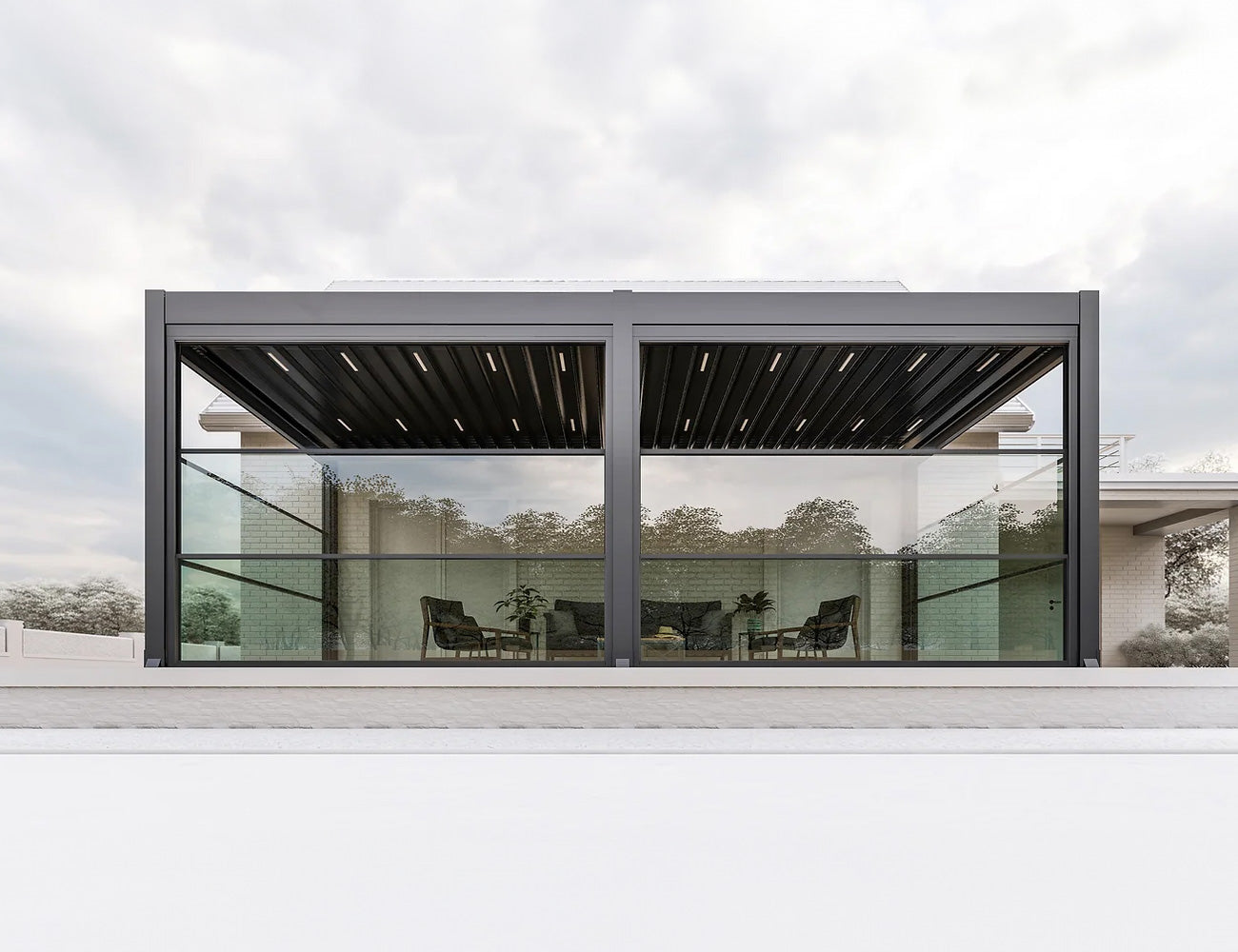 Mediterranean Motorised Vertical Lift Window - Living Culture