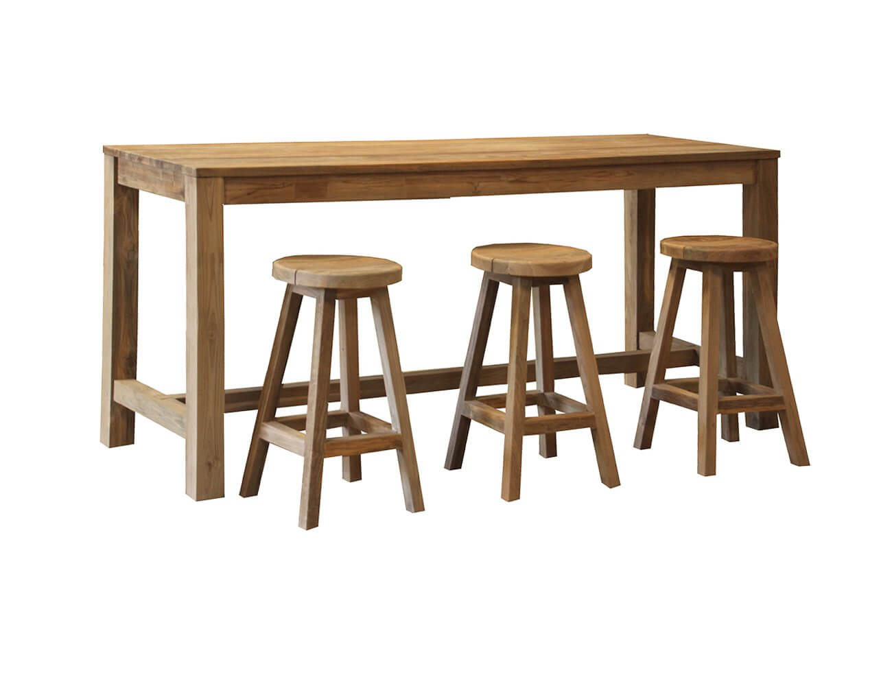 Teak Bar Height Stool & Long Rectangular Table Bundle - Living Culture